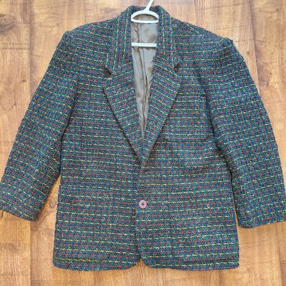 Vintage | Suits & Blazers | Multicolor Tweed Mens Blazer Vintage Retro ...
